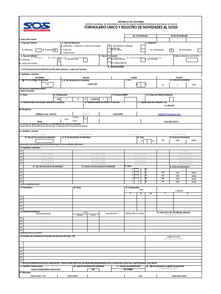 Formato Sos Editable | PDF | Documento de identidad
