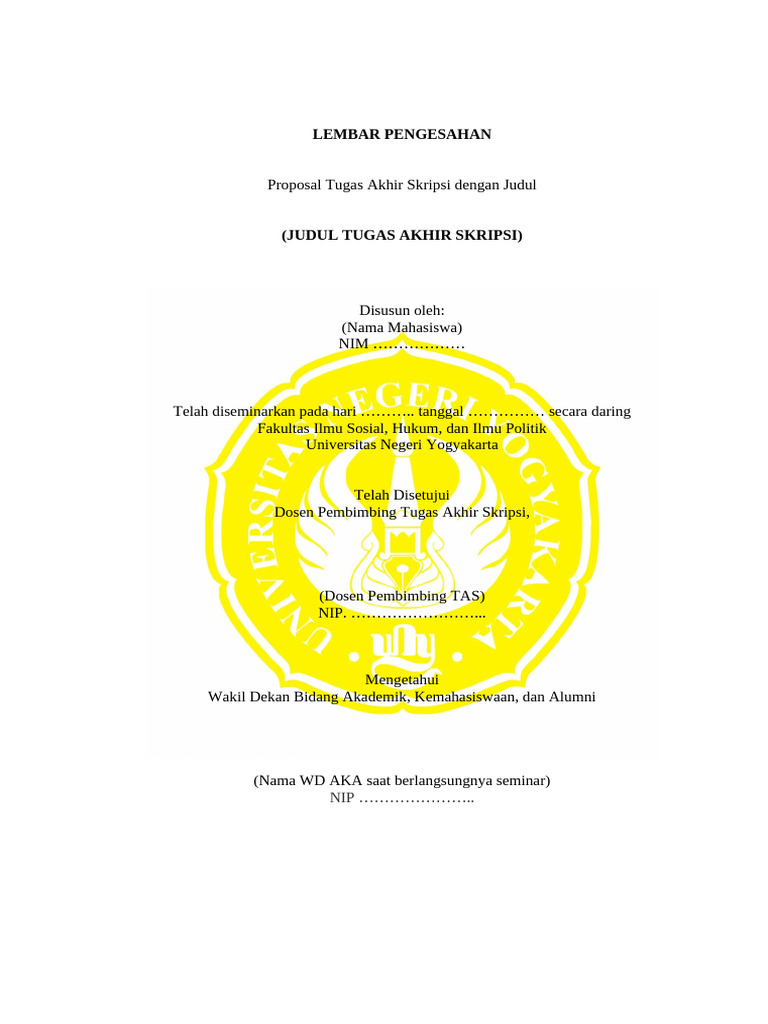 Format Lembar Pengesahan Proposal | PDF