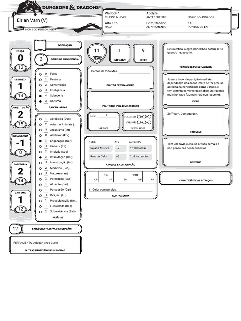 Elrian Varn: Perfil do Personagem | PDF | Som