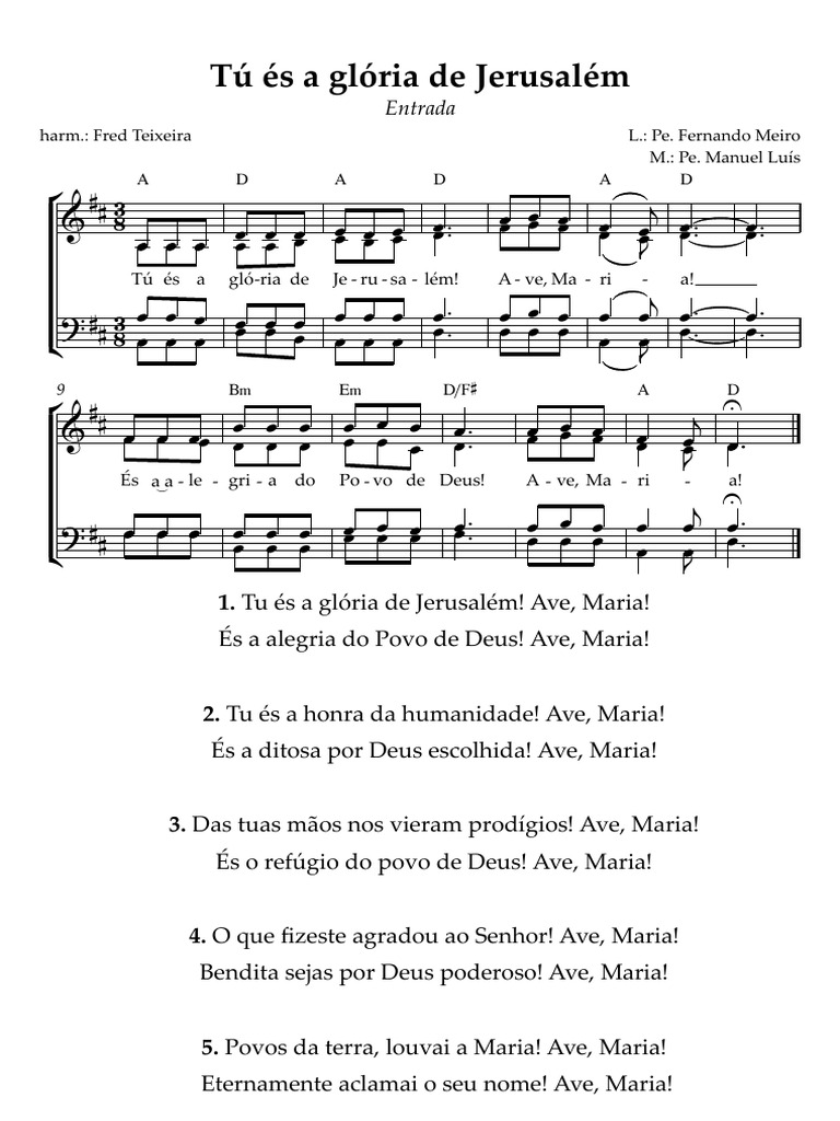 Tú És A Glória de Jerusalém - Partitura Completa | PDF