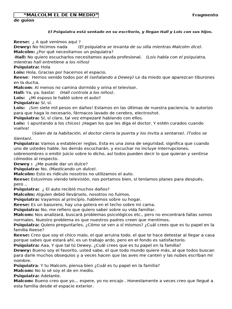 Guion de Malcolm el de en medio | PDF