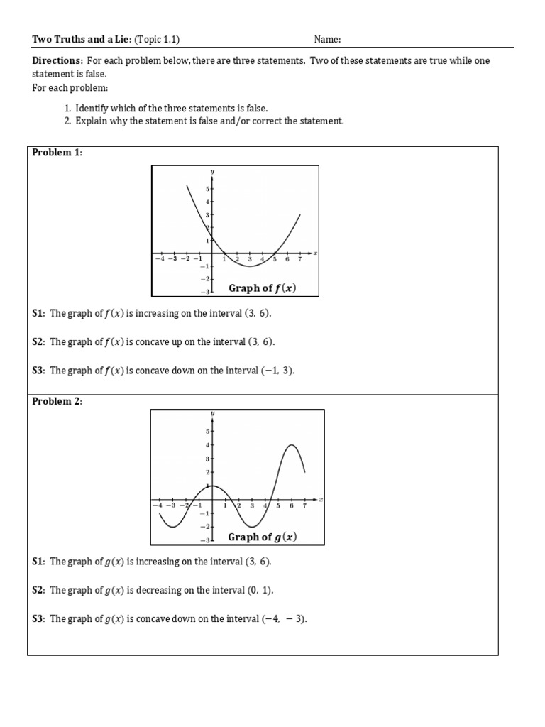 Two Truths and a Lie: Topic 1.1 | PDF | Logic