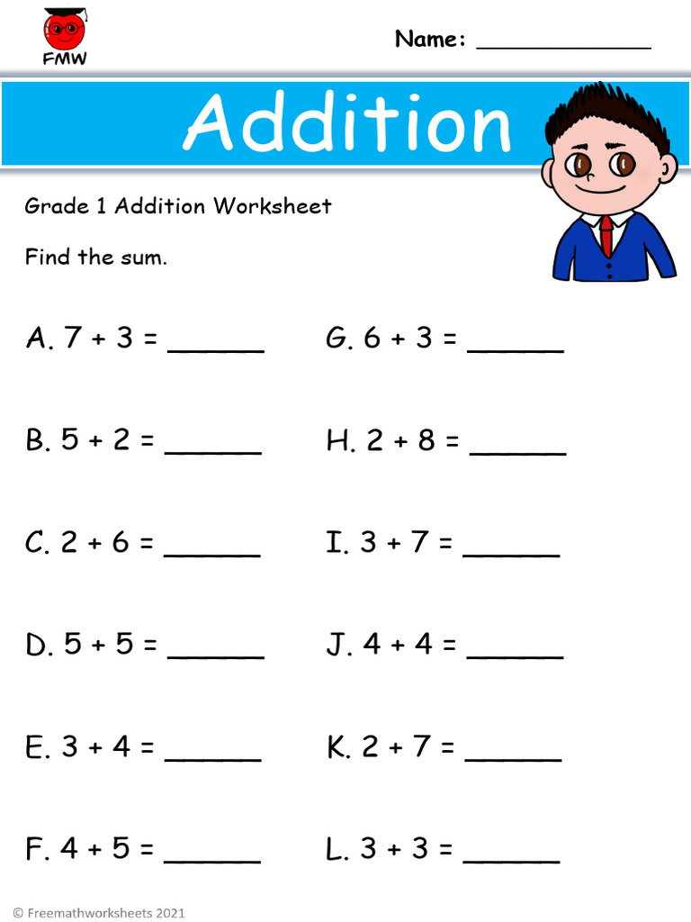 Grade 1 Number Addition Worksheet 1 | PDF