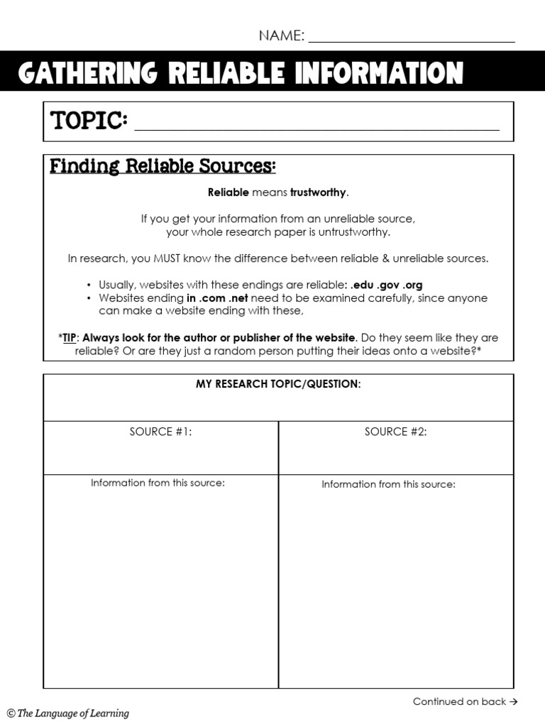 Research Notes Graphic Organizer 1 | PDF