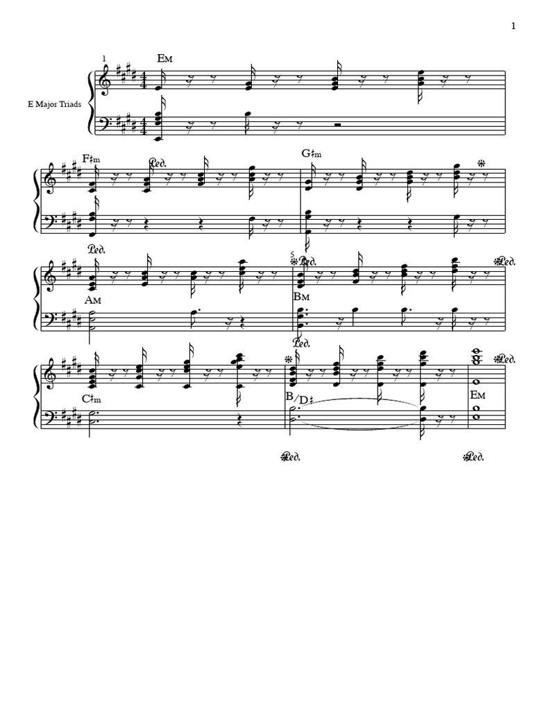 Major Triads For Pianist in 5 Keys | PDF