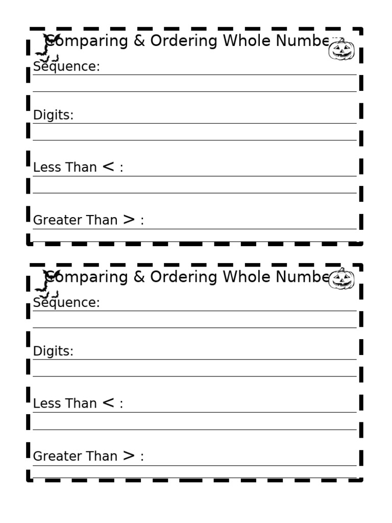 Comparing & Ordering Numbers Defintions | PDF