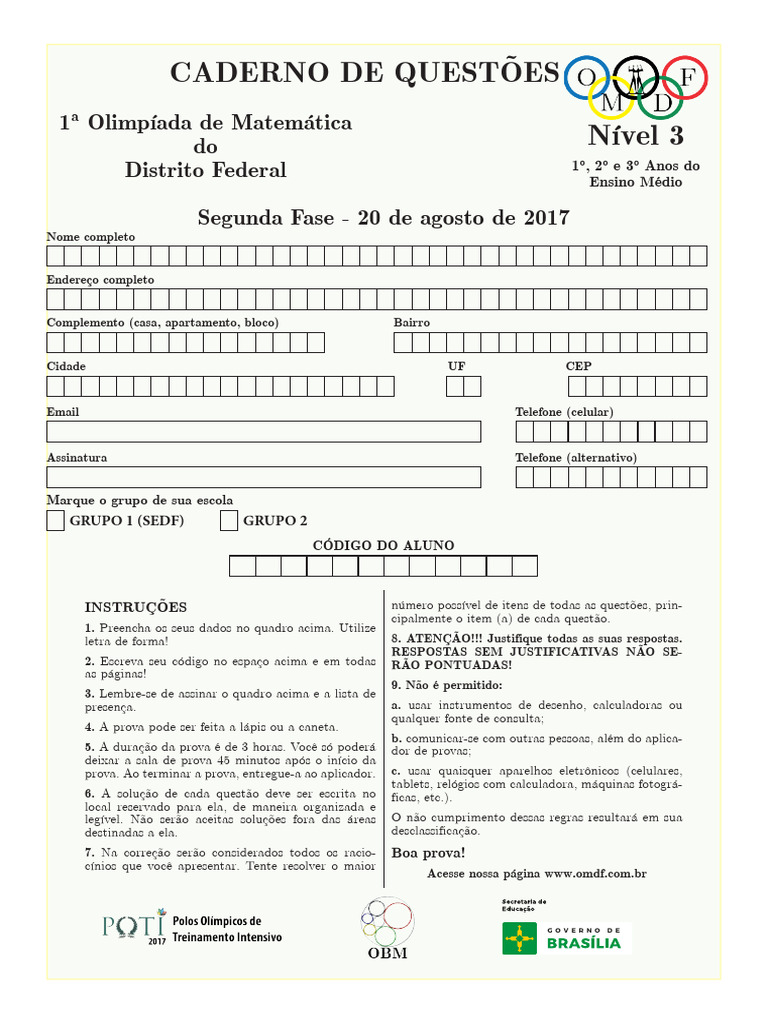 Solucoes 2fase Nivel3 OMDF 2017 | PDF | Equações | Número primo
