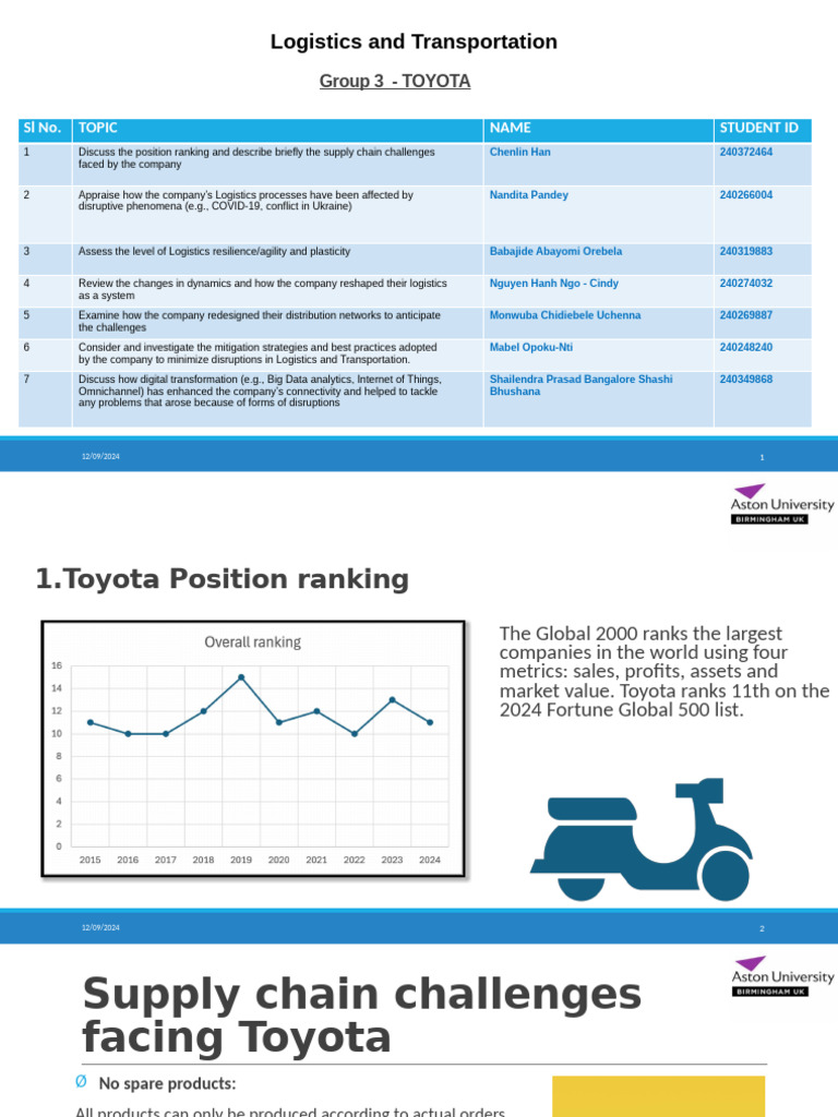 Toyota Logistics Challenges & Innovations | PDF | Internet Of Things ...