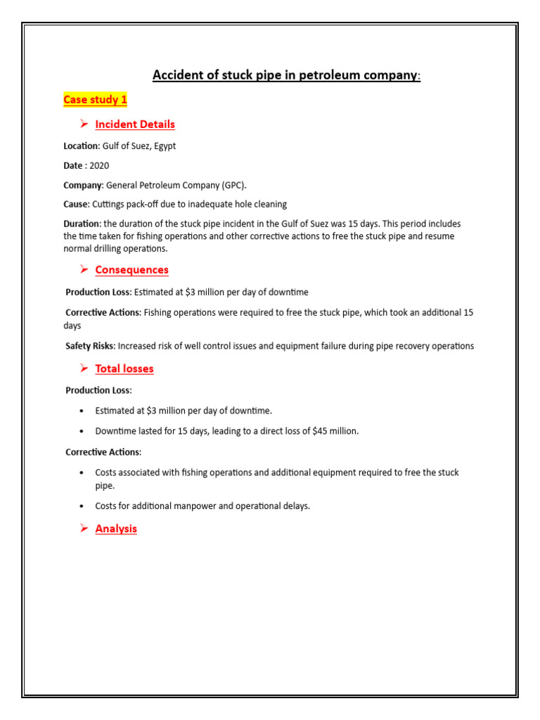 Accident of Stuck Pipe in Petroleum Company | PDF