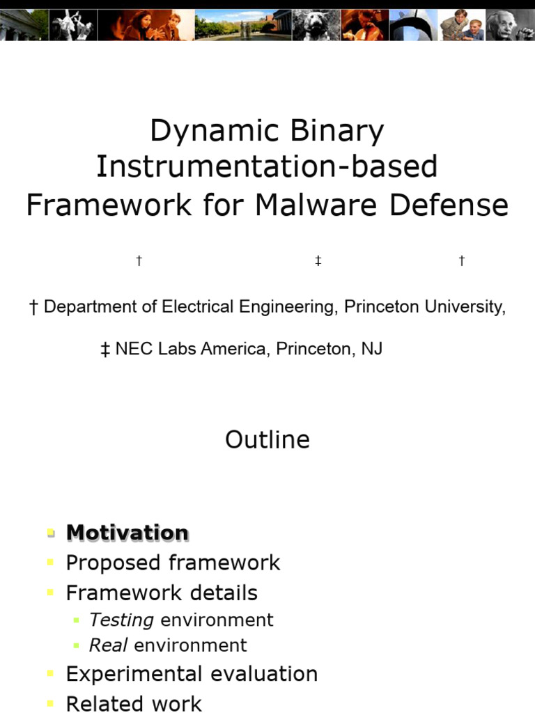 Dynamic Binary Instrumentation Based Framework For Malware Defense Pdf Computer Virus