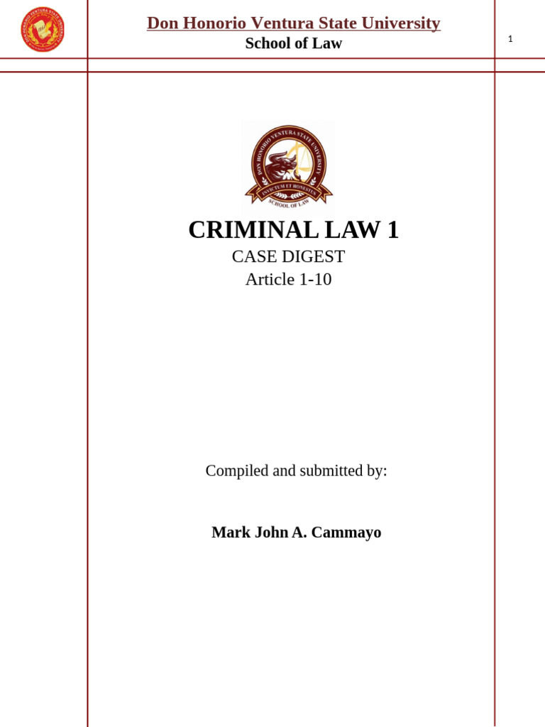 Cammayo Mark John A Criminal Law Art. 1-10 Cases | PDF | Statute Of ...