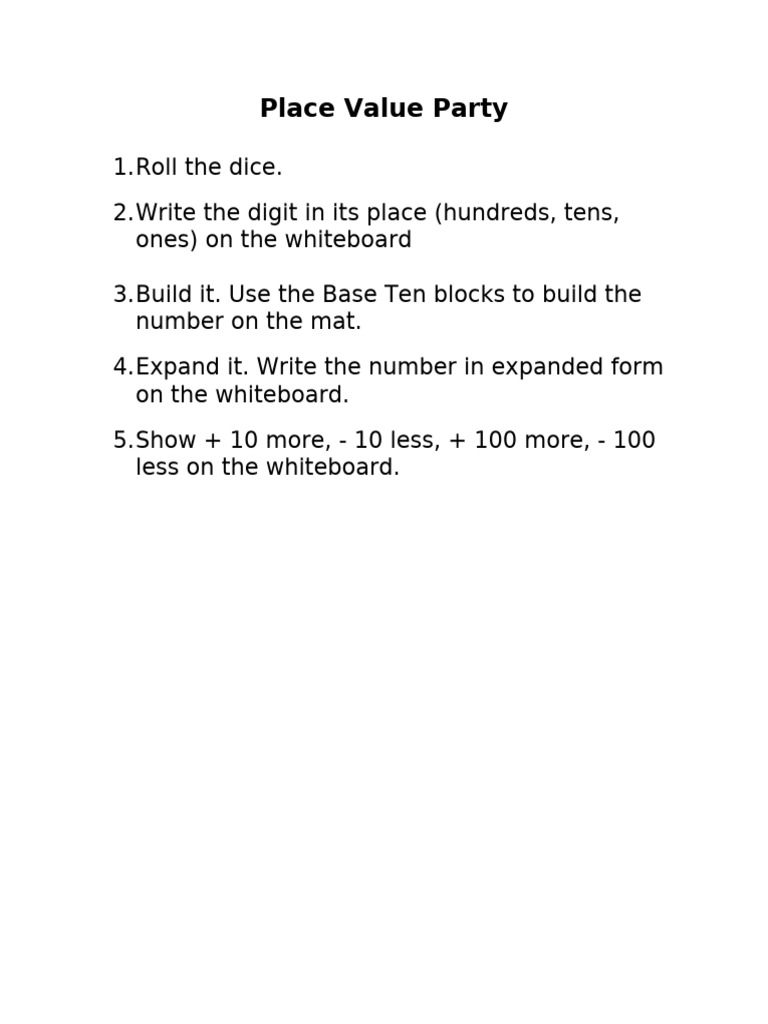 Placevalueparty Math Centre | PDF