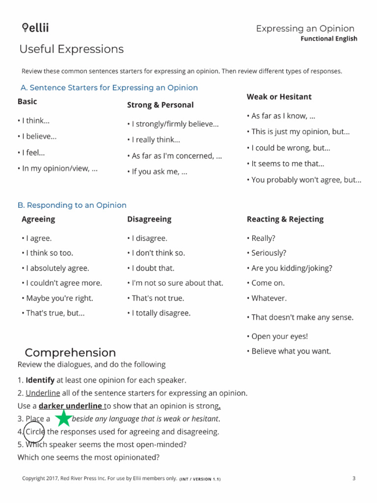 Worksheets Expressing-an-Opinion | PDF