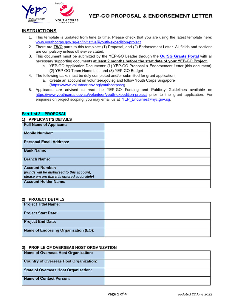 YEP-GO Proposal and Endorsement Form - v1 | PDF