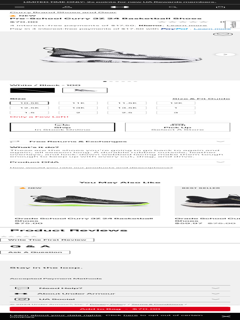 Pre-School Curry 3Z 24 Basketball Shoes Under Armour | PDF | Shoe