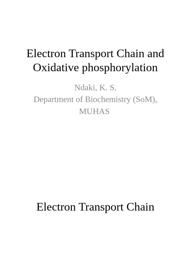 Electron Transport Chain and Oxidative Phosphorylation Ndaki | PDF ...