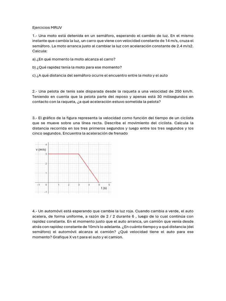 Ejercicios MRUV | PDF