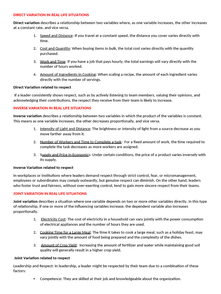 Direct Variation in Real Life Situations | PDF | Prices | Demand