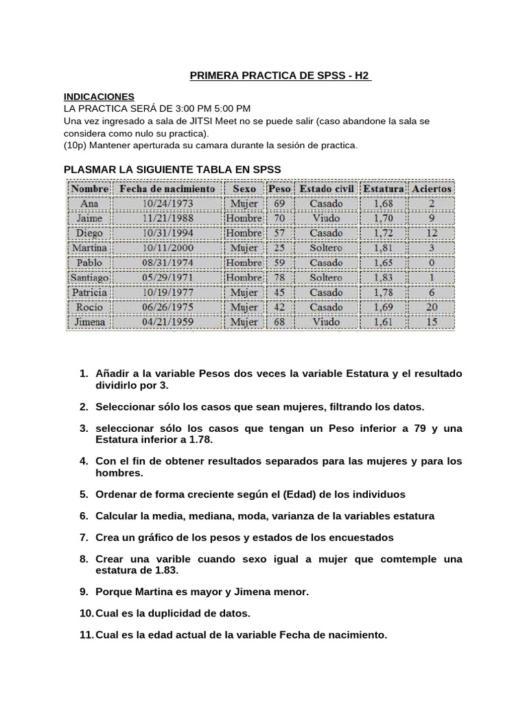 Primera Practica de SPSS - H2 | PDF