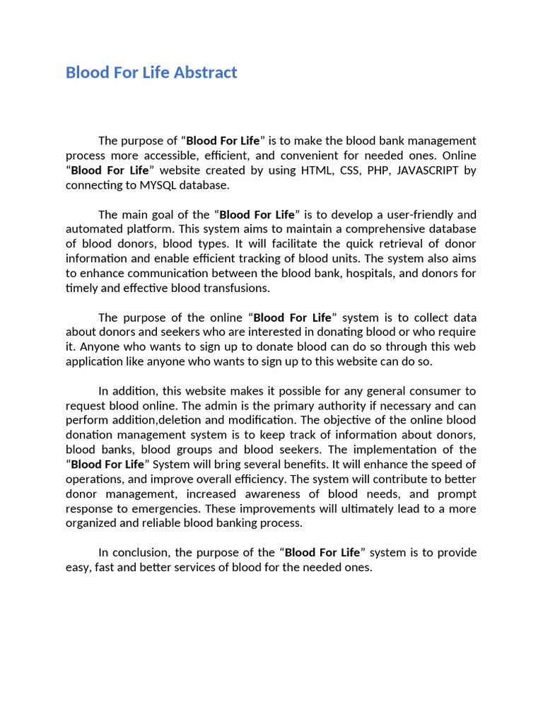 Blood Donation Management System Online | PDF