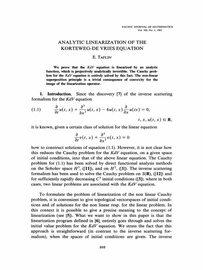 Analytic Linearization of The KDV | PDF | Mathematical Analysis | Power Series
