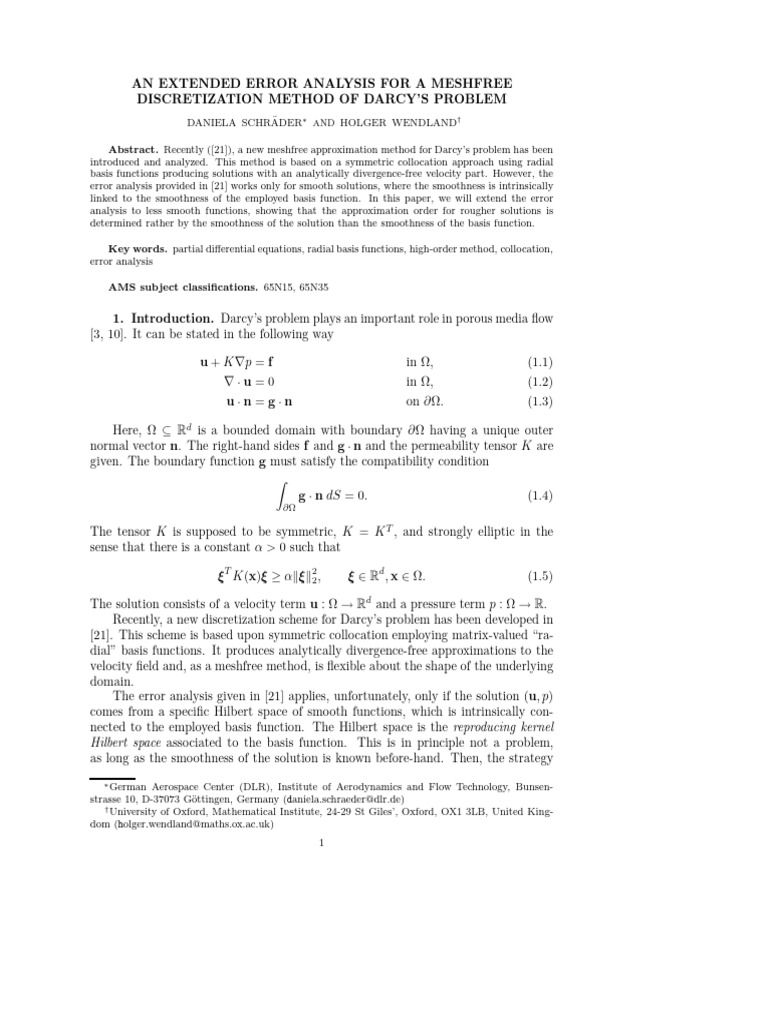 Error Analysis Meshless Darcy | PDF | Hilbert Space | Mathematical Analysis