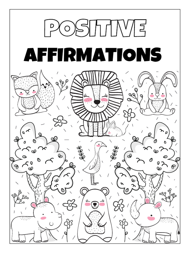 Wild Animals Positive Affirmations Coloring Book | PDF
