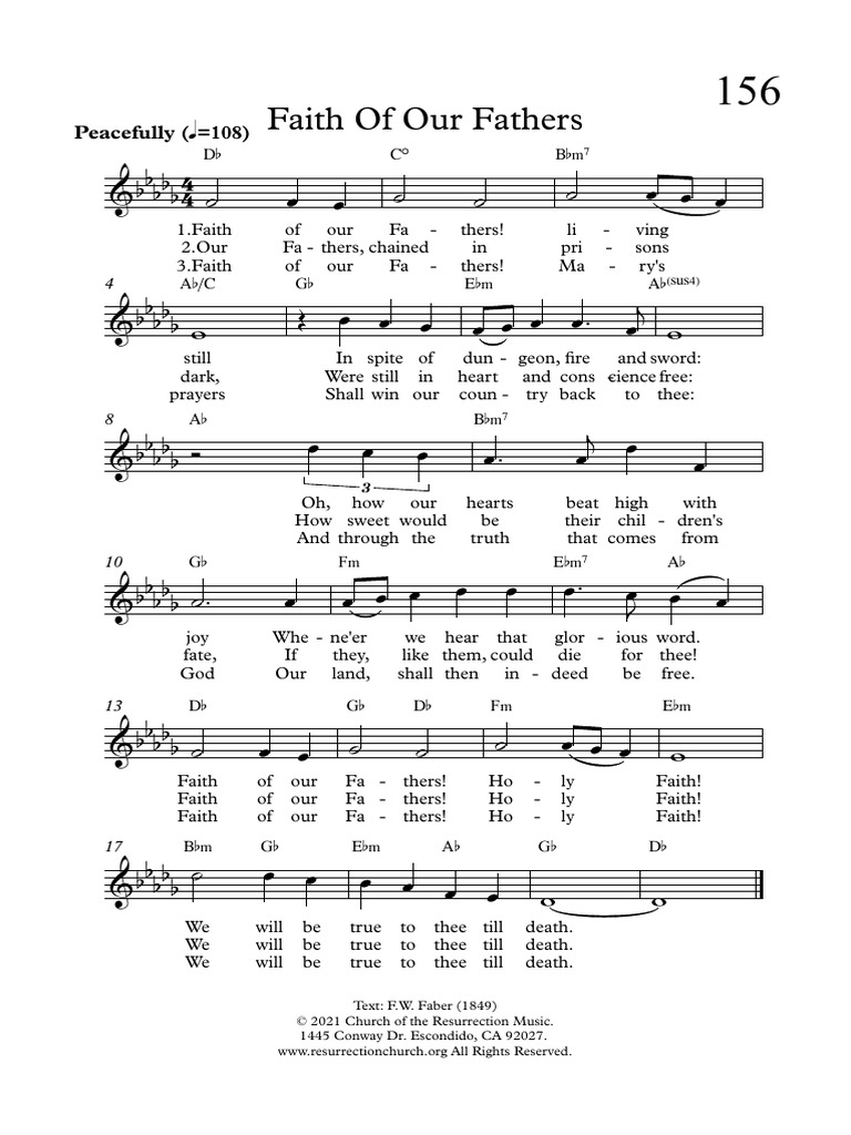 156 Faith of Our Fathers - Full Score | PDF | Hymns | English Christian ...