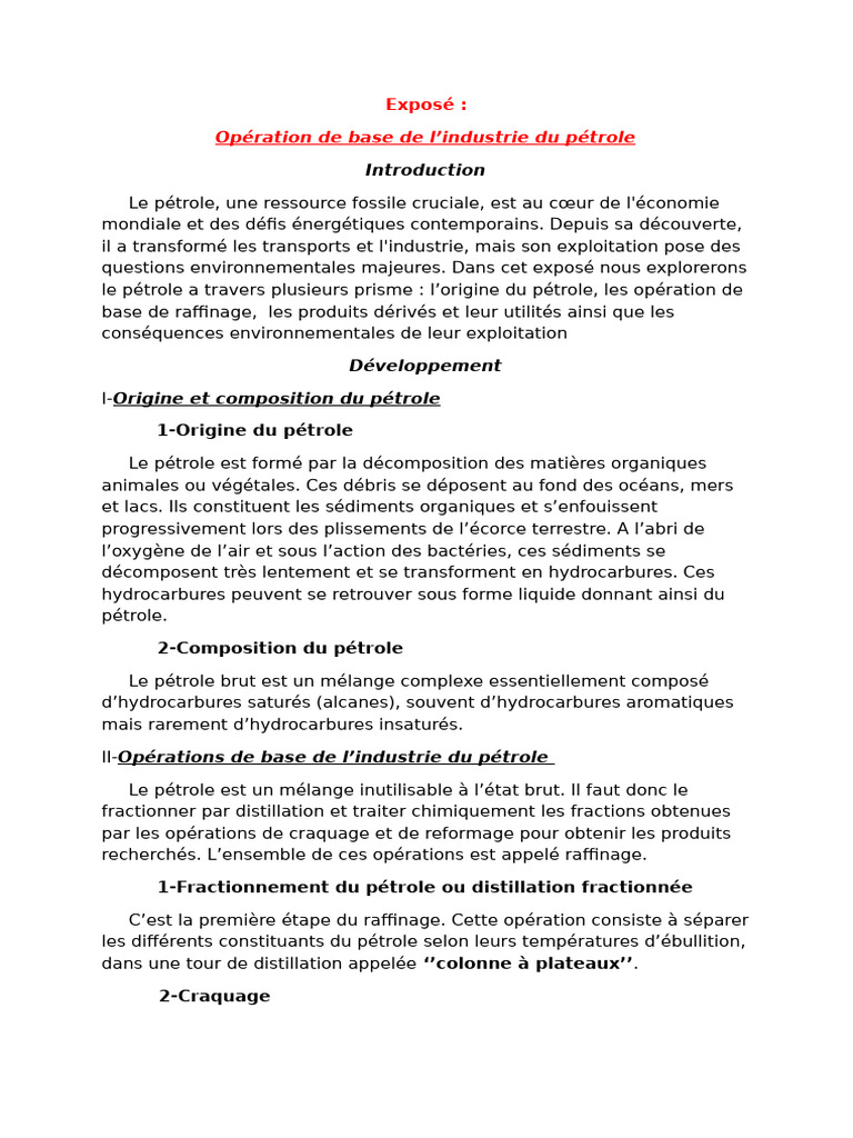 Origine et raffinage du pétrole | PDF | Pétrole | Distillation