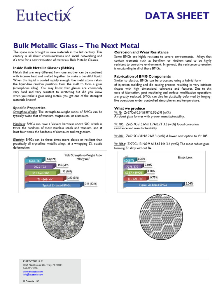 Bulk Metallic Glass Properties and Uses | PDF | Metals | Glasses