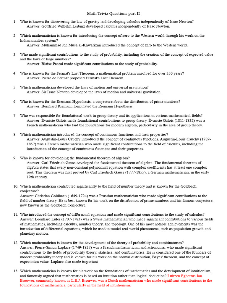 Math-Trivia-Questions-part-2 | PDF | Mathematics | Numbers