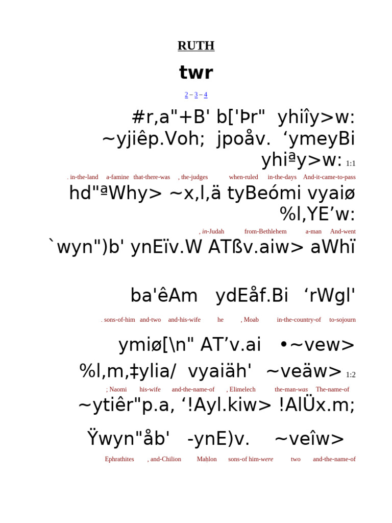 01. Ruth, interlinear | PDF | Ruth (Biblical Figure) | People From Bethlehem Governorate
