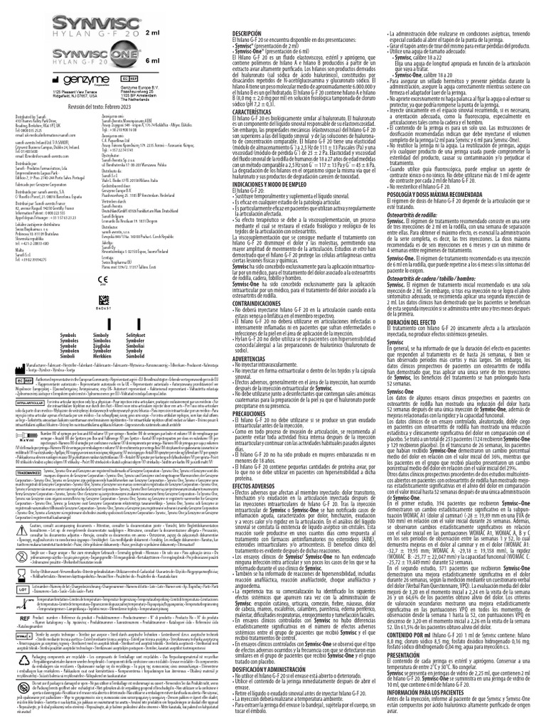 FT Synvisc | PDF | Osteoartritis | Alergia