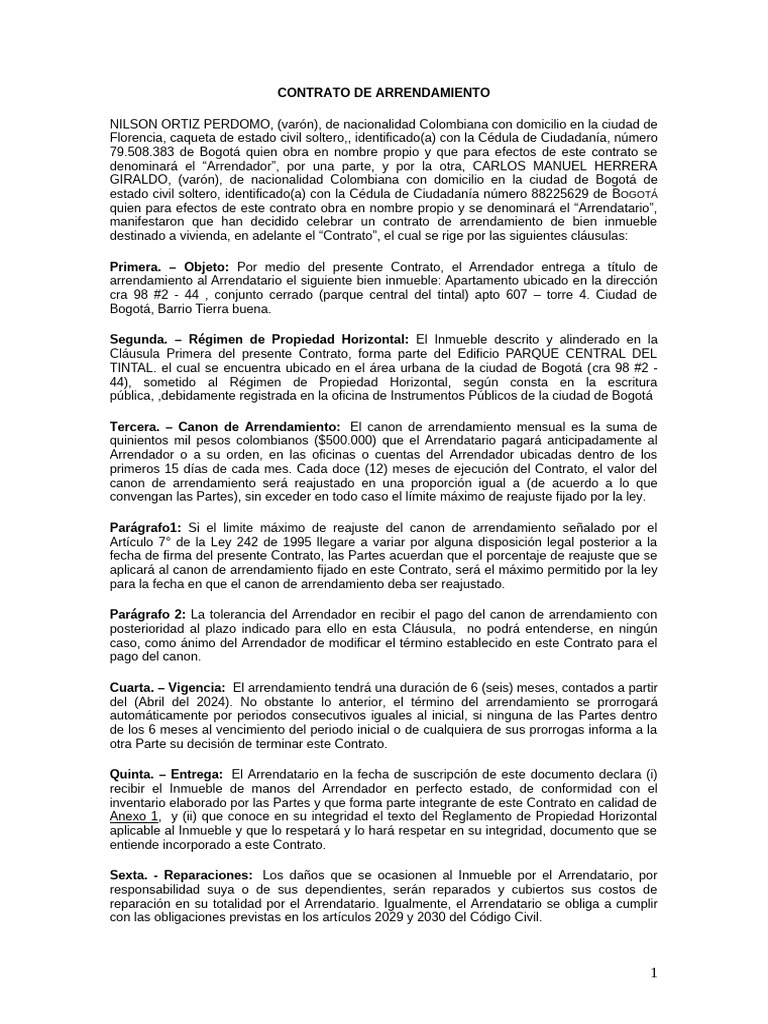 Arrendamiento Apto | PDF | Ley común