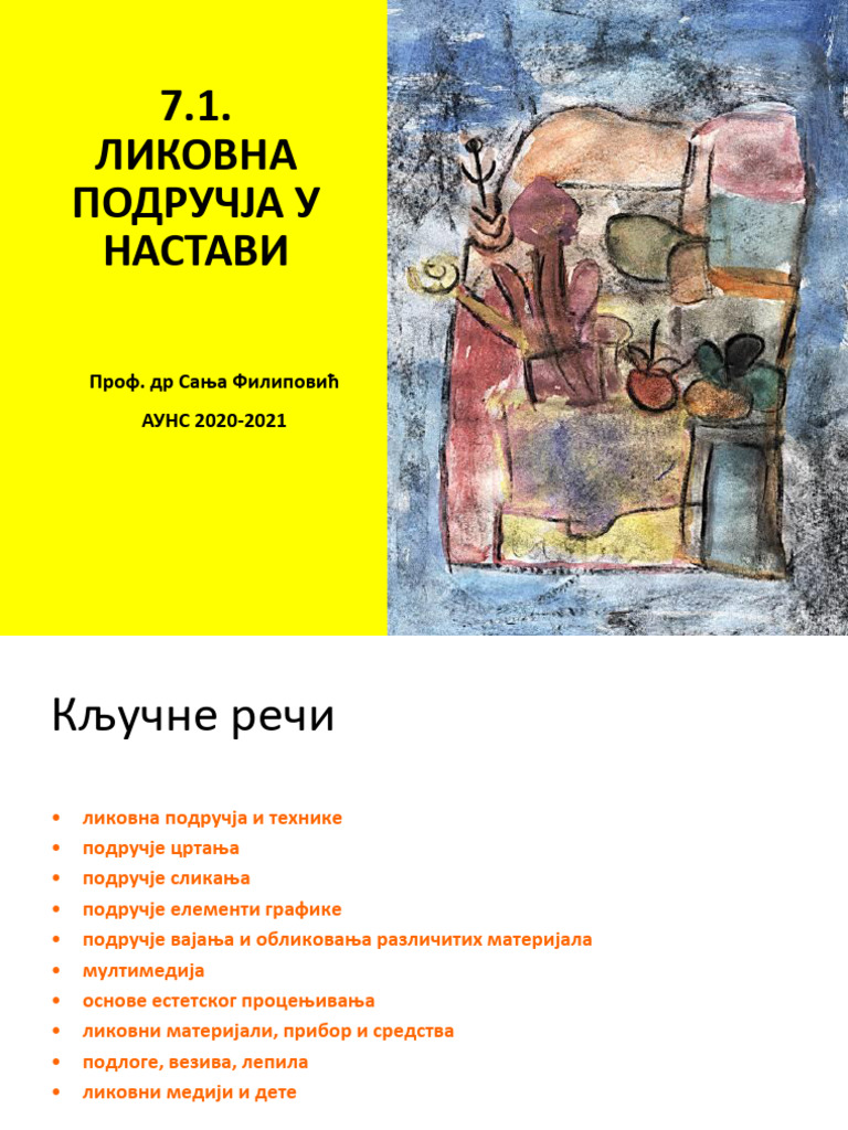 7.1 Likovna Podrucja U Nastavi | PDF