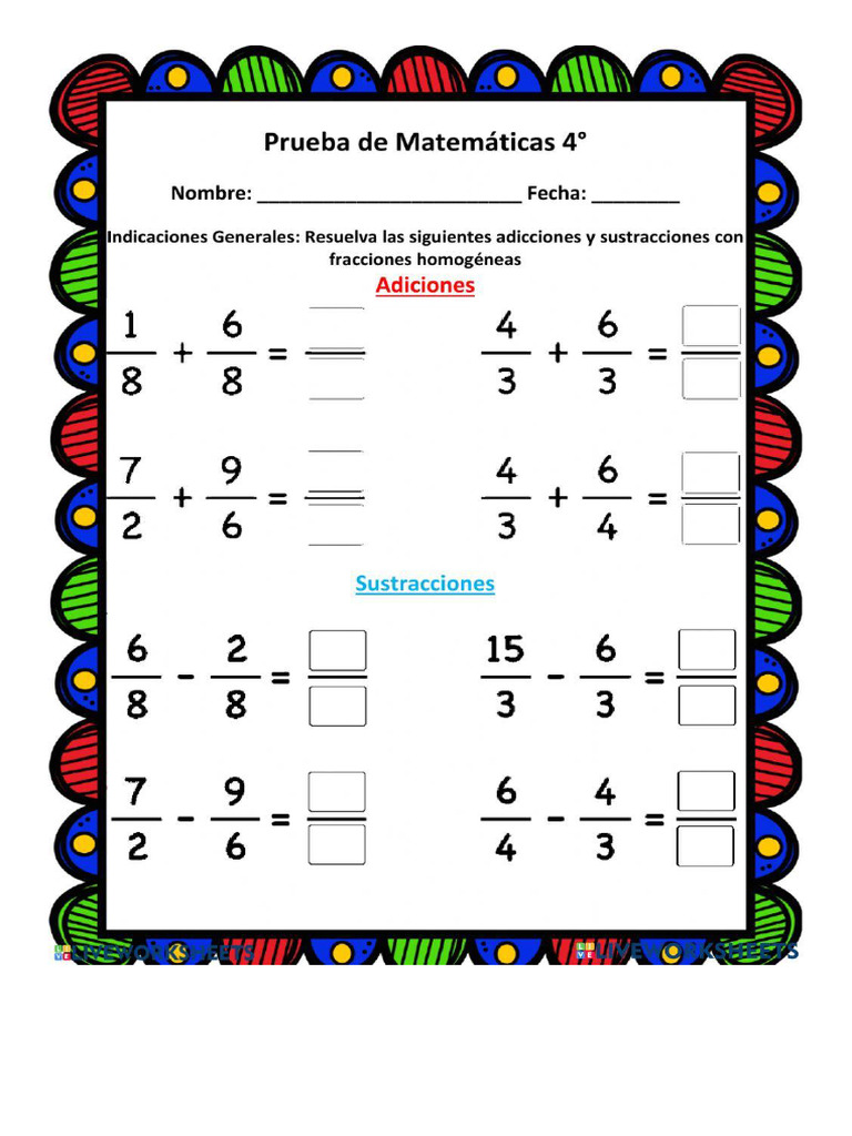 Suma y Resta de Fracciones Homogeneas (1) | PDF