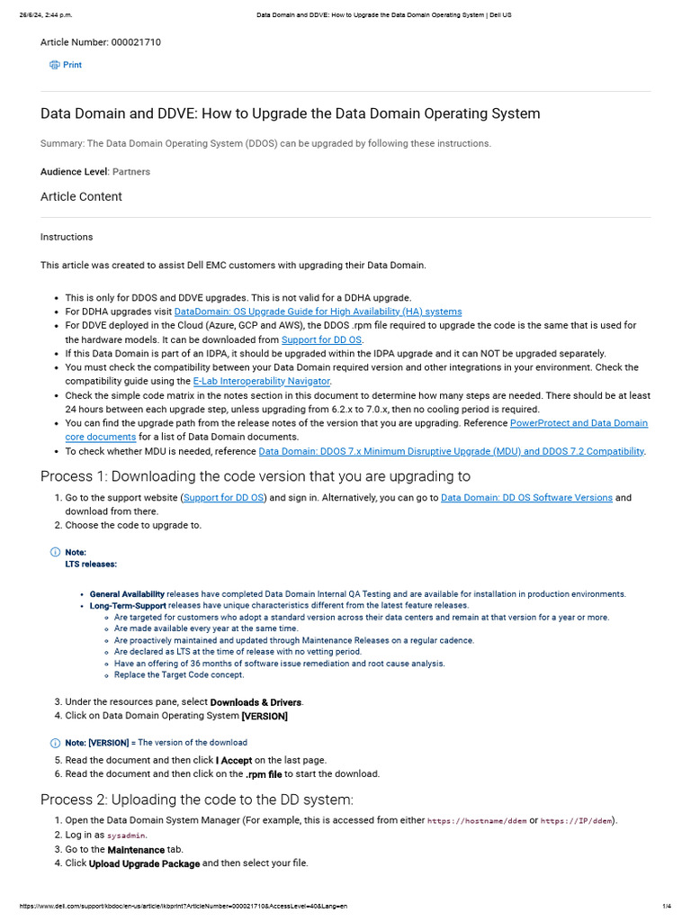 Data Domain and DDVE - How To Upgrade The Data Domain Operating System - Dell US | PDF ...