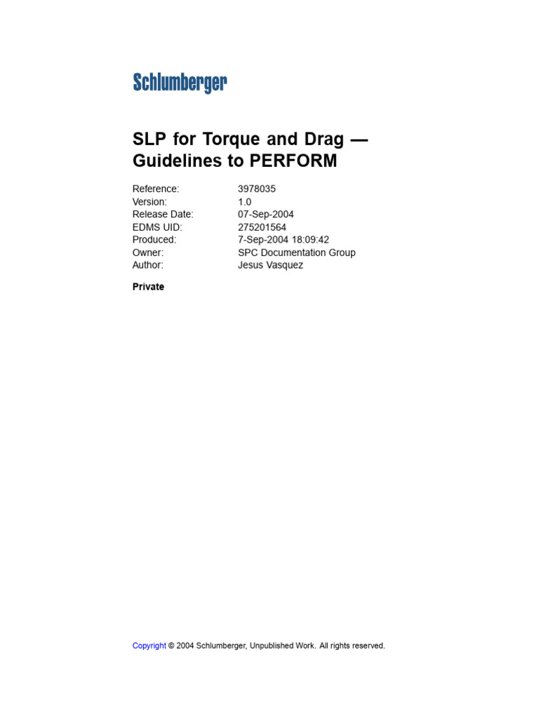 13L5. Torque and Drag - Guidelines To PERFORM | PDF | Mechanical ...