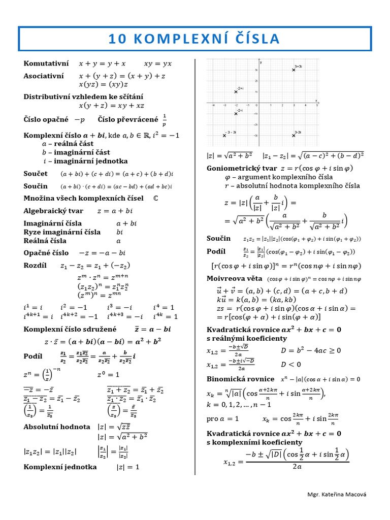 PH 10 Komplexní Čísla - Vzorce | PDF