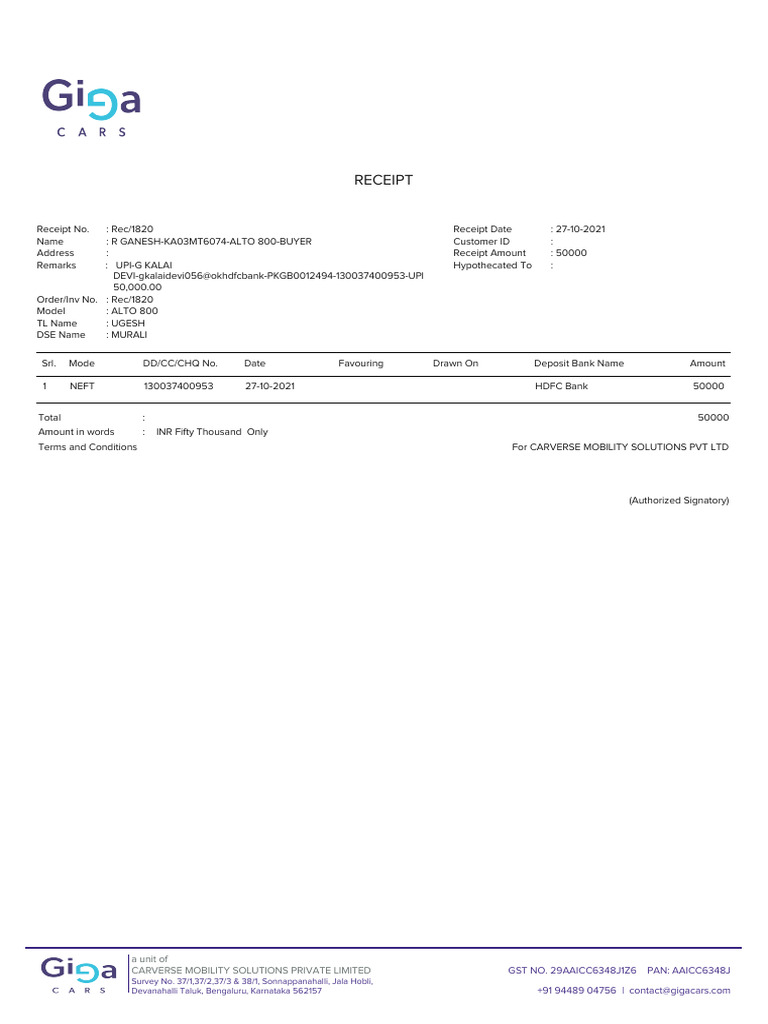 Sale Invoice Rec 1820 (1) | PDF