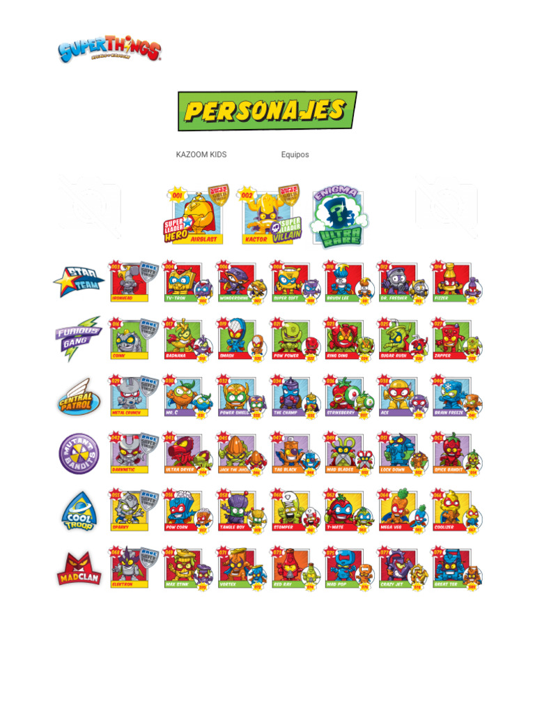 SuperThings - Personajes Serie 1 | PDF