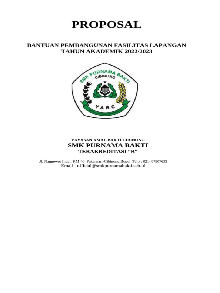 Proposal Lapangan SMK Purnama Bakti 2023 | PDF