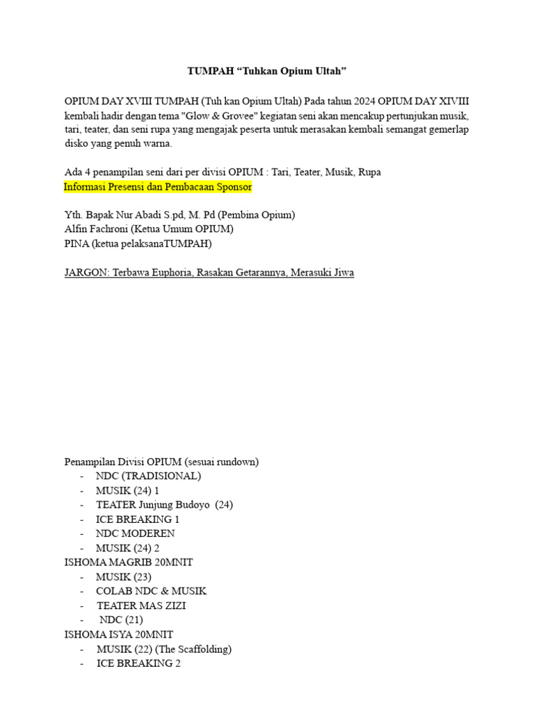 Teks MC TUMPAH .MMM VVV | PDF