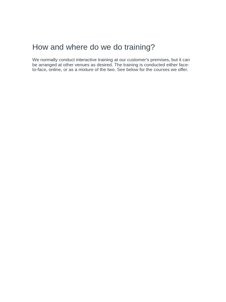 How and Where Do We Do Training | PDF