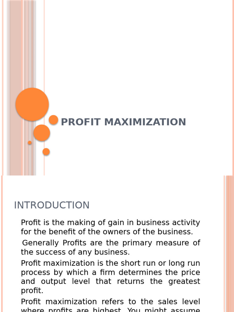 Profit Maximization | PDF | Profit (Economics) | Economic Equilibrium