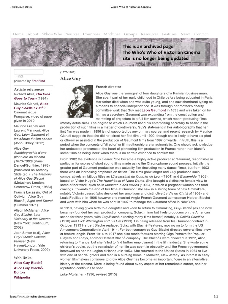 Alice Guy: Pioneer of Victorian Cinema | PDF