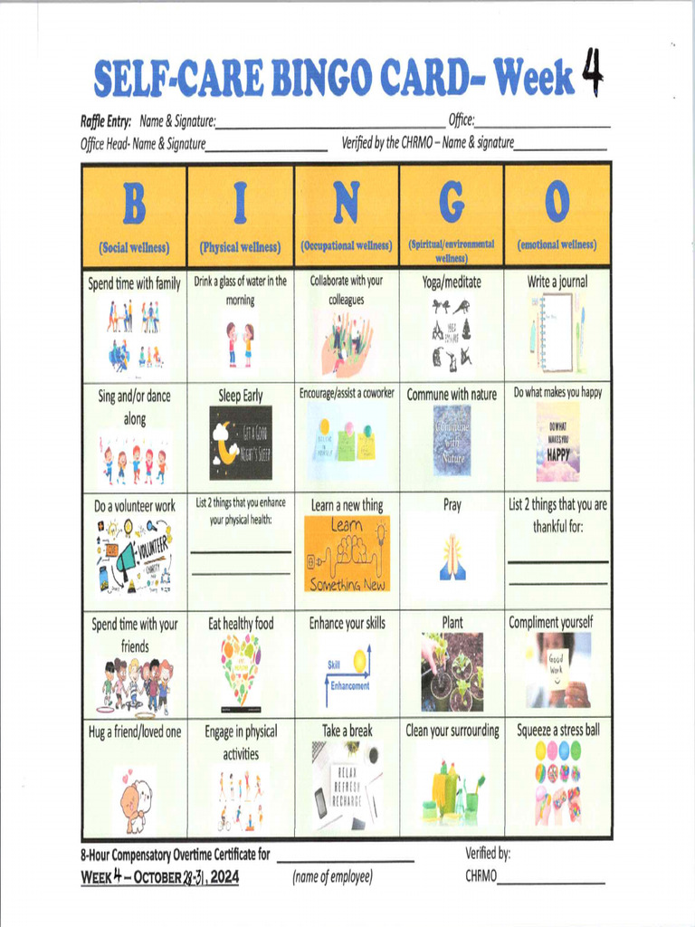 Bingo Card Week 4 | PDF