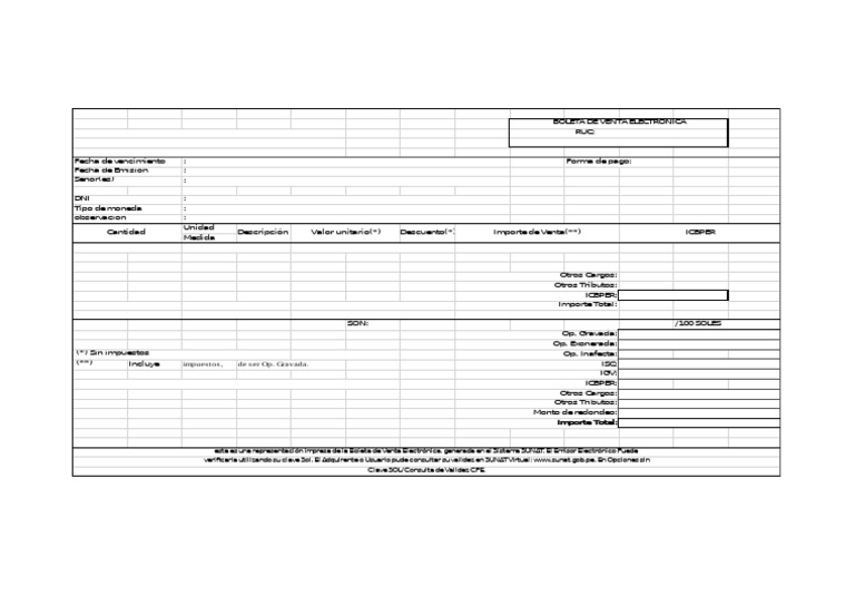 Boleta de Venta Electrónica SUNAT | PDF