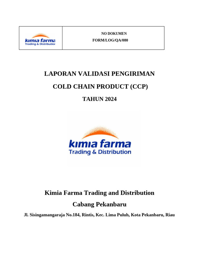 Form - QA - 080 - Laporan Validasi Pengiriman CCP BOX VAKSIN IGLO 2024 Percobaan PKPA-1 | PDF
