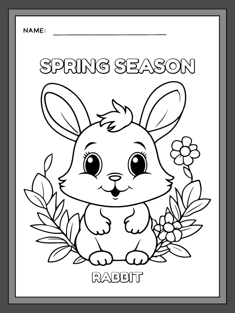Animals During Spring Season Coloring Activity Worksheet in Black and ...